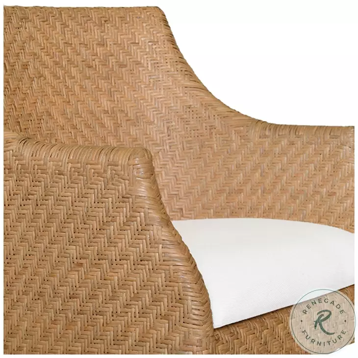 Noelle Basketweave Rattan Wrapped Dining Chair with Ivory Linen Cushion ...