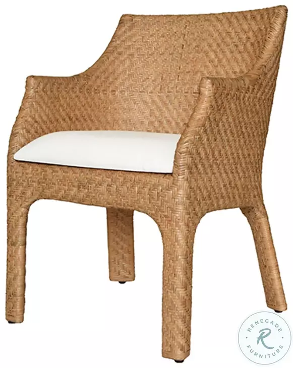 Noelle Basketweave Rattan Wrapped Dining Chair with Ivory Linen Cushion ...