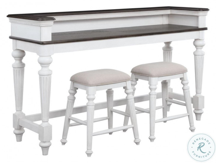 West Chester Light Gray Oak and Distressed White Bar Console Table with ...