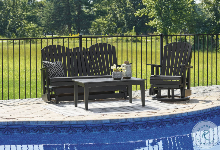 Hyland Wave Black Outdoor Swivel Glider Chair From Ashley Furniture ...