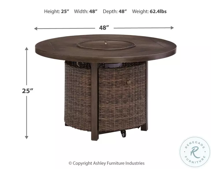 Paradise Trail Medium Brown Outdoor Round Fire Pit Table from Ashley Coleman Furniture