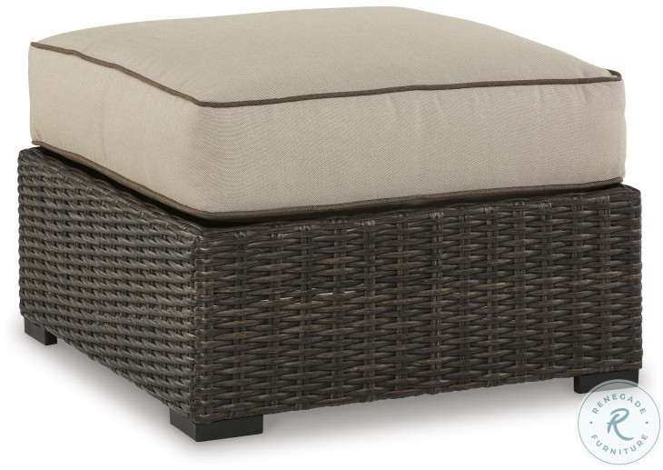 Coastline Bay Brown Outdoor Ottoman From Ashley Furniture Coleman Furniture