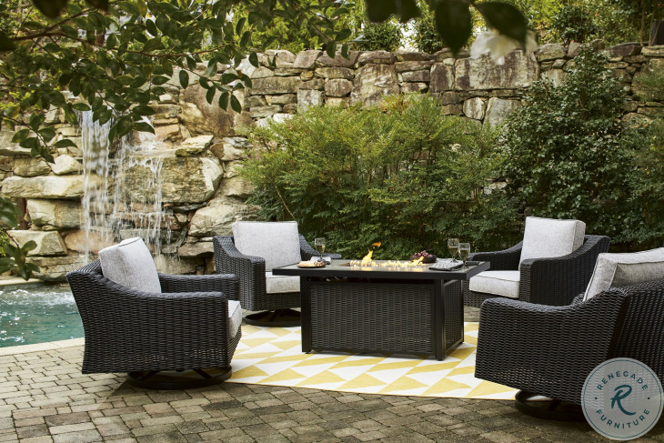 Beachcroft Black And Light Gray Outdoor Rectangular Fire Pit Table From Ashley Furniture ...