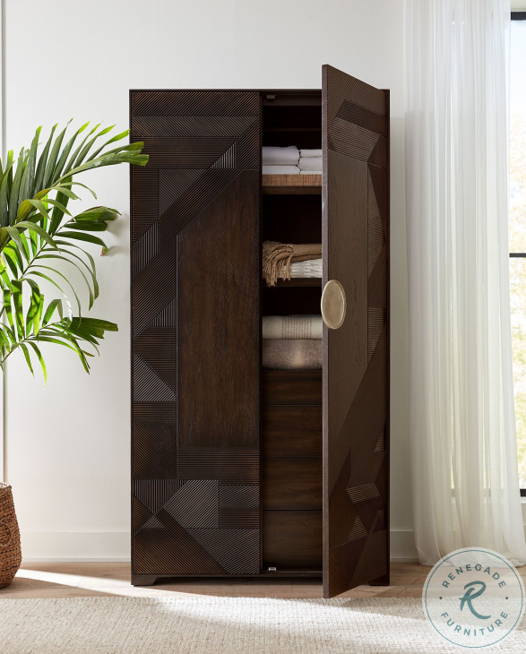 Retreat Dark Wood Split Rattan Wardrobe From Hooker | Coleman Furniture