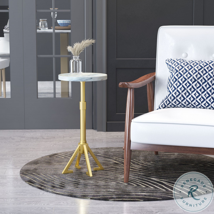 Maurice White And Gold Side Table From Zuo | Coleman Furniture