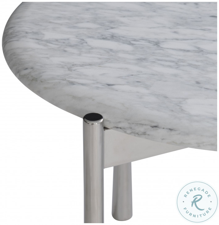 Arris Polished Stainless Steel and Arabescato Side Table From Bernhardt ...