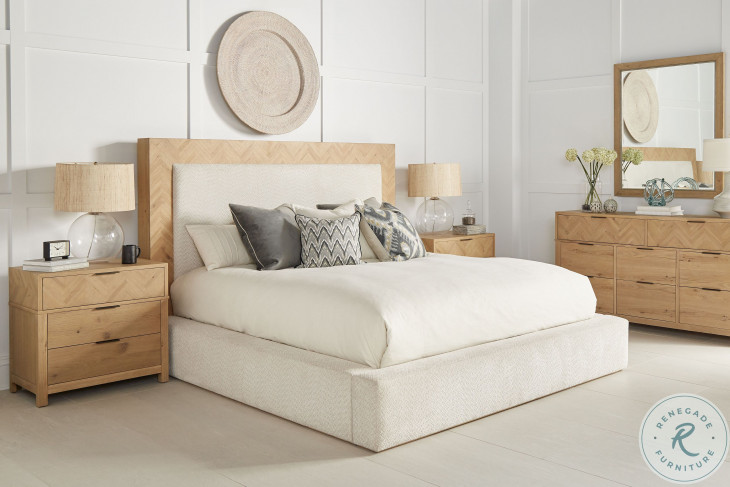 Garrison Washed Oak And Catalina Parchment Upholstered Platform Bedroom ...