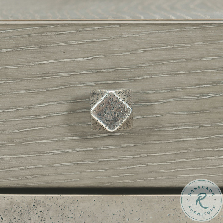 Linea Cerused Greige and Textured Graphite Metal End Table from ...