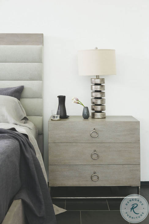 Linea Cerused Greige and Textured Graphite Metal Nightstand from ...