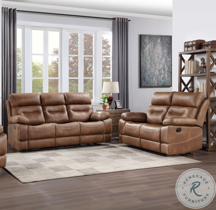 Rudger Chestnut Brown Manual Reclining Sofa From Steve Silver | Coleman ...