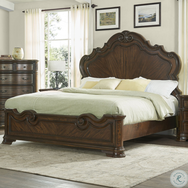 Royale Brown Cherry Panel Bedroom Set | HomeGalleryStores.com | RY900QBED