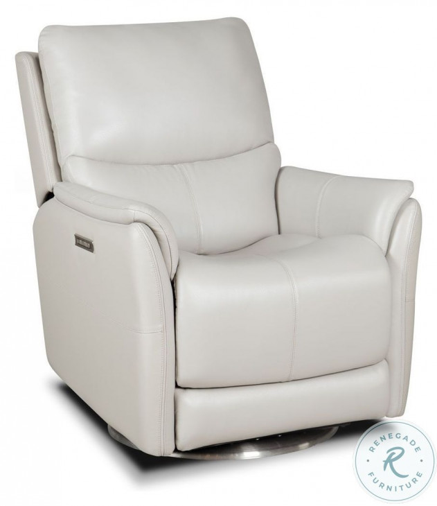 Salem Rainer Ivory Swivel Power Recliner with Power Headrest And Power ...