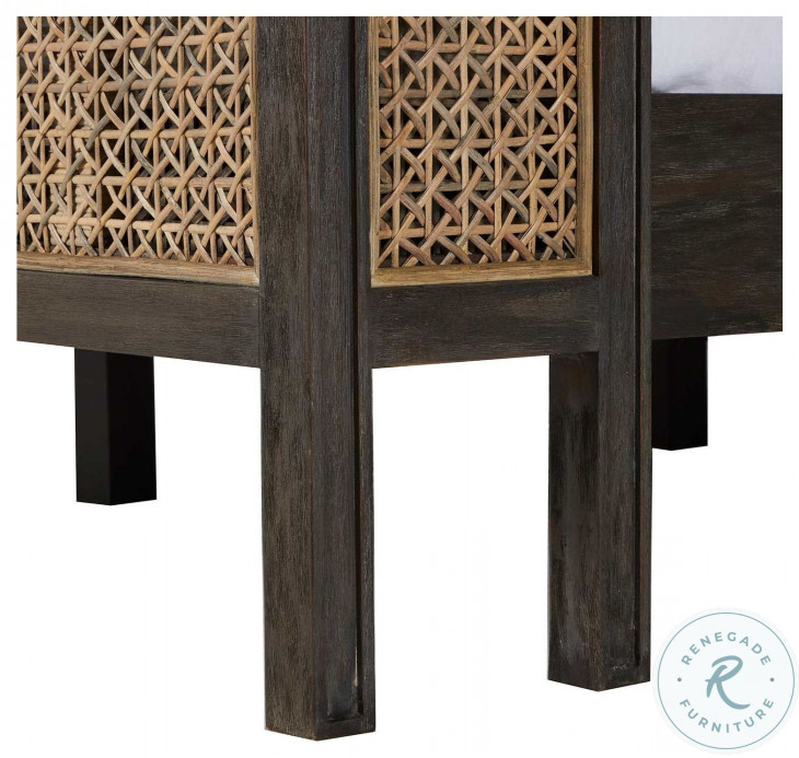 Camille Natural Gray Rattan And Cerused Ash King Panel Bed From ...