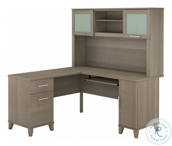 Somerset Ash Gray 60" L Shaped Desk with Hutch from Bush Furniture ...