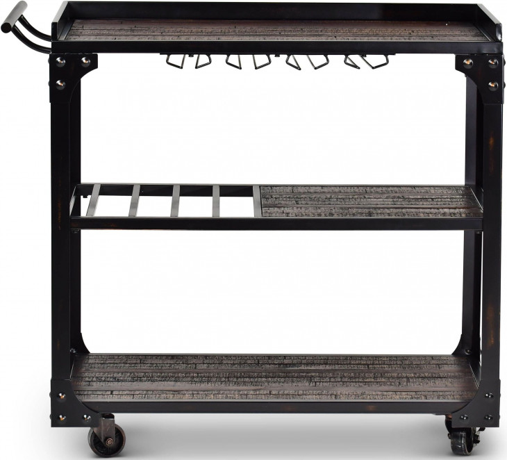 Sherlock Black and Brown Server Cart from Steve Silver | Coleman Furniture