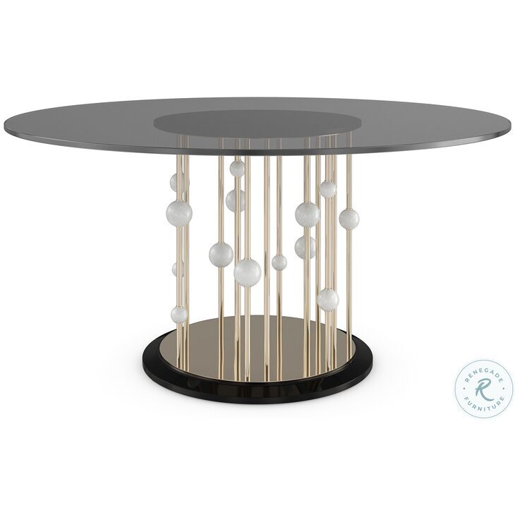 Orbit Piano Black And Whisper Of Gold Dining Table From Caracole ...