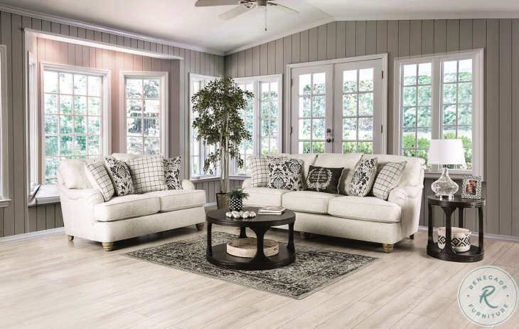 Mossley Ivory Living Room Set from Furniture of America | Coleman Furniture