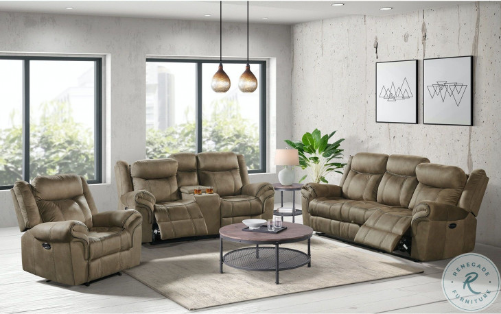 Tasso Sorrento Brown Reclining Sofa with Drop Down Table From Picket ...