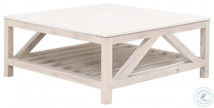Spruce White Wash Pine And Quartz Square Coffee Table