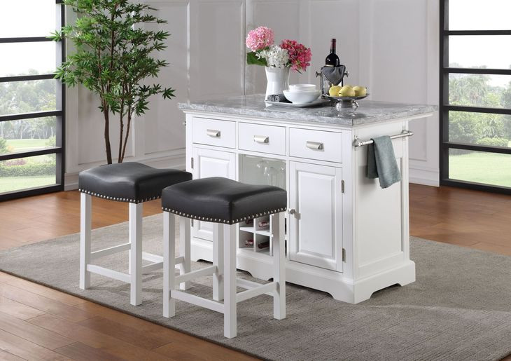 Zermatt White 48" Rectangular Kitchen Island Set of 3 From Steve Silver ...