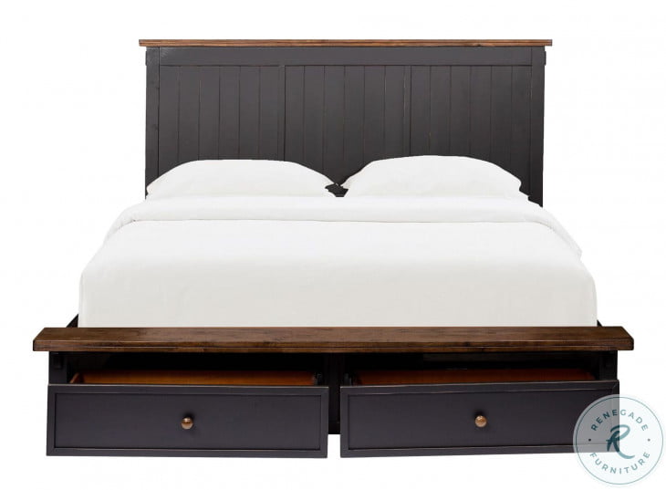 Stormy Ridge Chickory And Black Queen Platform Storage Bed From A ...