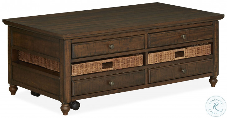 Cottage Lane Coffee Wood Rectangular Lift-Top Cocktail Table from ...