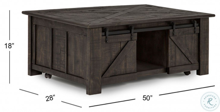 Garrett Weathered Charcoal Wood Rectangular Casters Lift-Top Cocktail ...