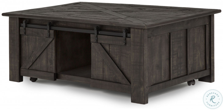 Garrett Weathered Charcoal Wood Rectangular Casters Lift-Top Cocktail ...