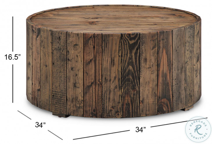 Dakota Rustic Pine Round Cocktail Table from Magnussen Home | Coleman ...