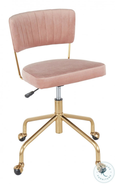 Tania Gold Metal And Pink Velvet Swivel Task Chair From Lumisource ...