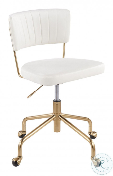 Tania Gold Metal And Cream Velvet Swivel Task Chair From Lumisource ...