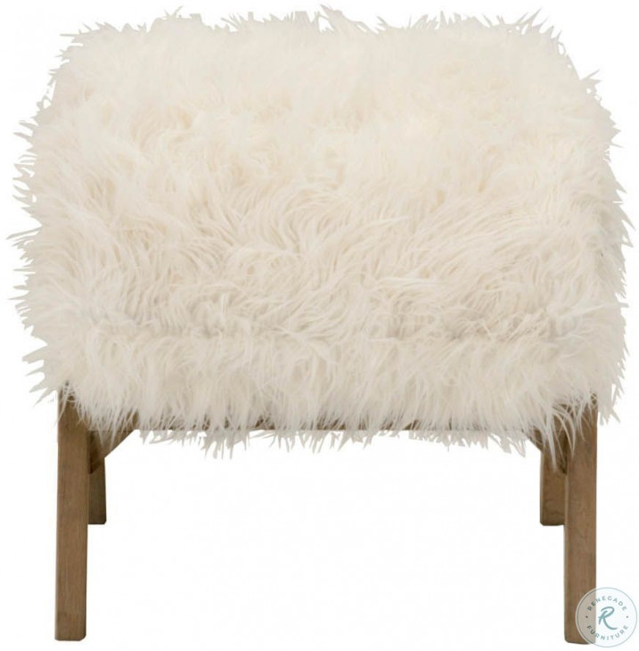 Tibet White Fur Ottoman From Essentials for Living | Coleman Furniture