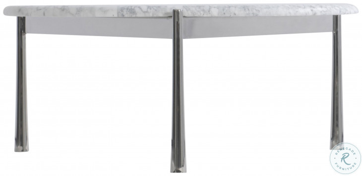 Arris Polished Stainless Steel and Arabescato Large Cocktail Table From ...