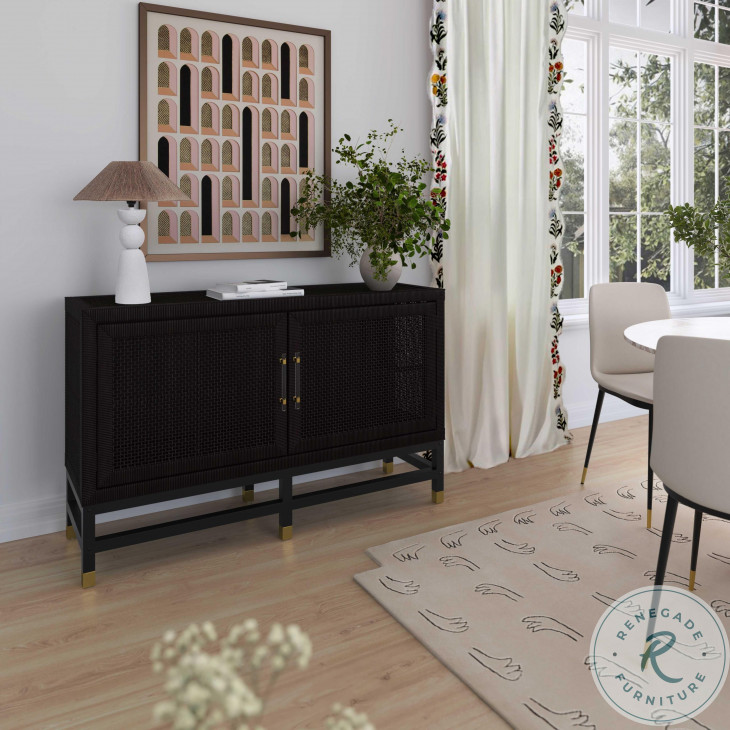Amara Charcoal Woven Rattan Buffet From TOV | Coleman Furniture