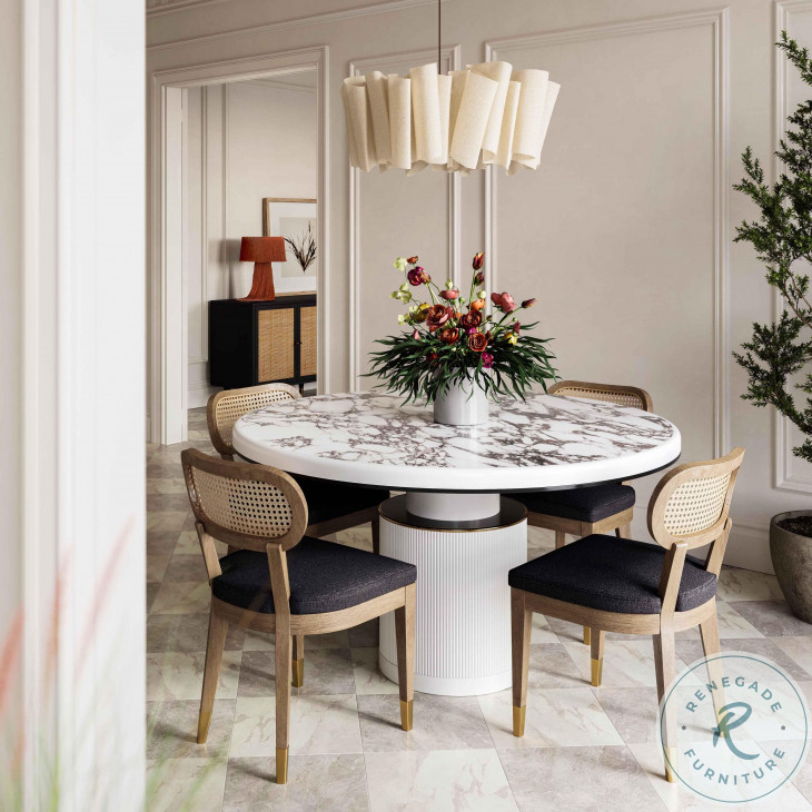 Vanessa White Marble Lacquer 53" Round Dining Table From TOV | Coleman ...
