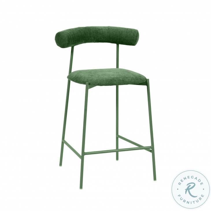 Liliana Forest Green Velvet Counter Height Stool From TOV | Coleman Furniture