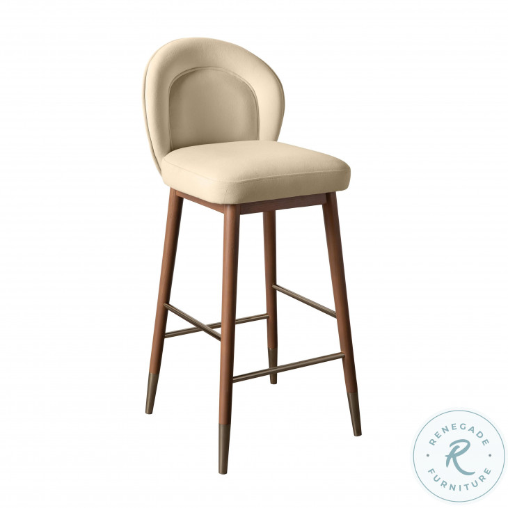 Hailey Cream Velvet Counter Height Stool From TOV | Coleman Furniture