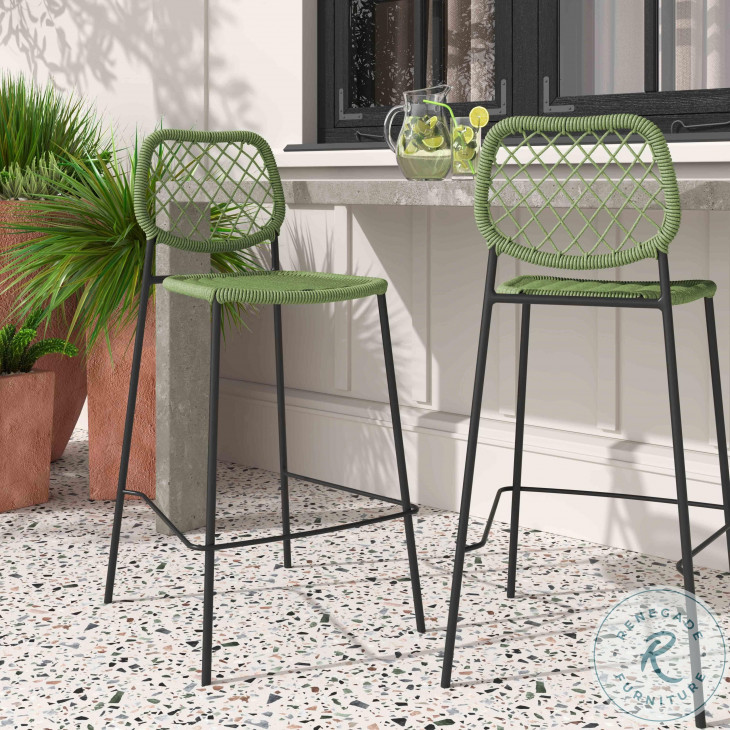 Lucy Green Dyed Cord Outdoor Counter Height Stool From TOV | Coleman ...