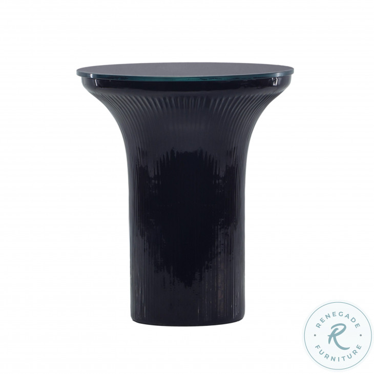 Cassandra Midnight Blue Glass Flared Side Table From TOV | Coleman ...