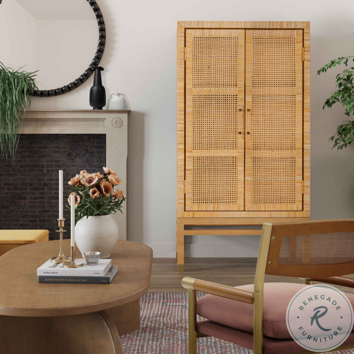 Amara Natural Woven Rattan Bar Cabinet From TOV | Coleman Furniture