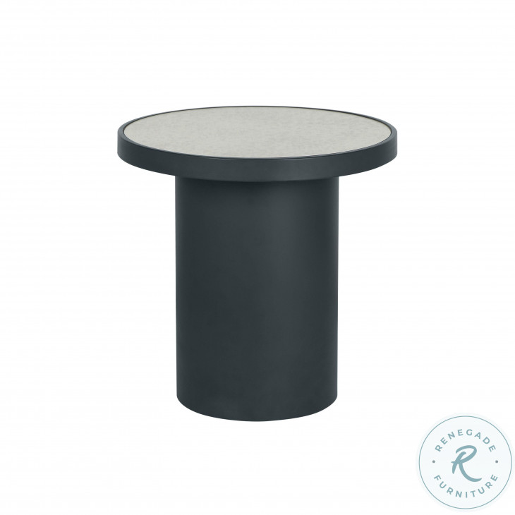 Nautilus Antique Silver Mirrored And Matte Black Side Table From TOV ...