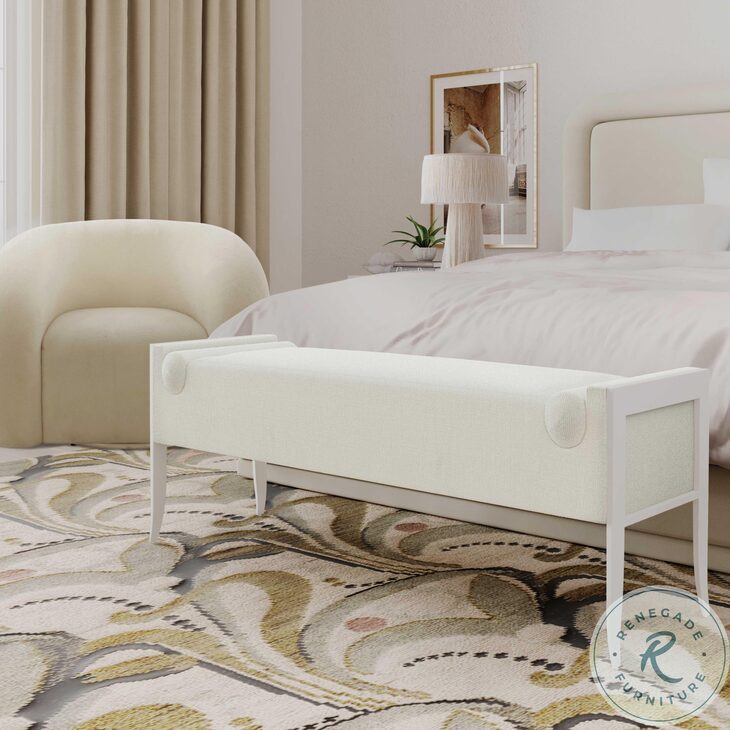 Ines Cream Boucle Bench From TOV | Coleman Furniture