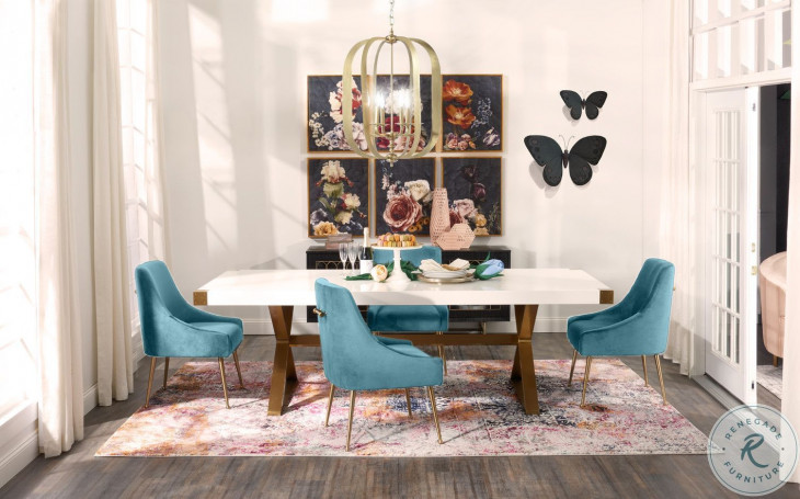 Beatrix Sea Blue Velvet Side Chair from TOV | Coleman Furniture