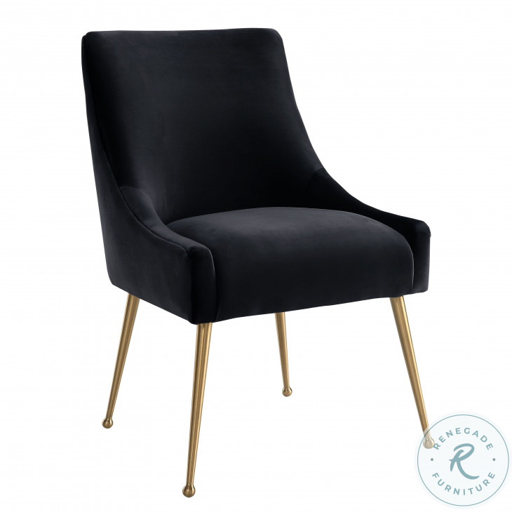 Beatrix Black Velvet Side Chair with Gold Legs from TOV | Coleman Furniture