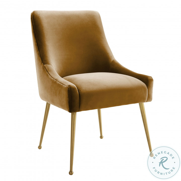 Beatrix Cognac Velvet Side Chair From TOV | Coleman Furniture