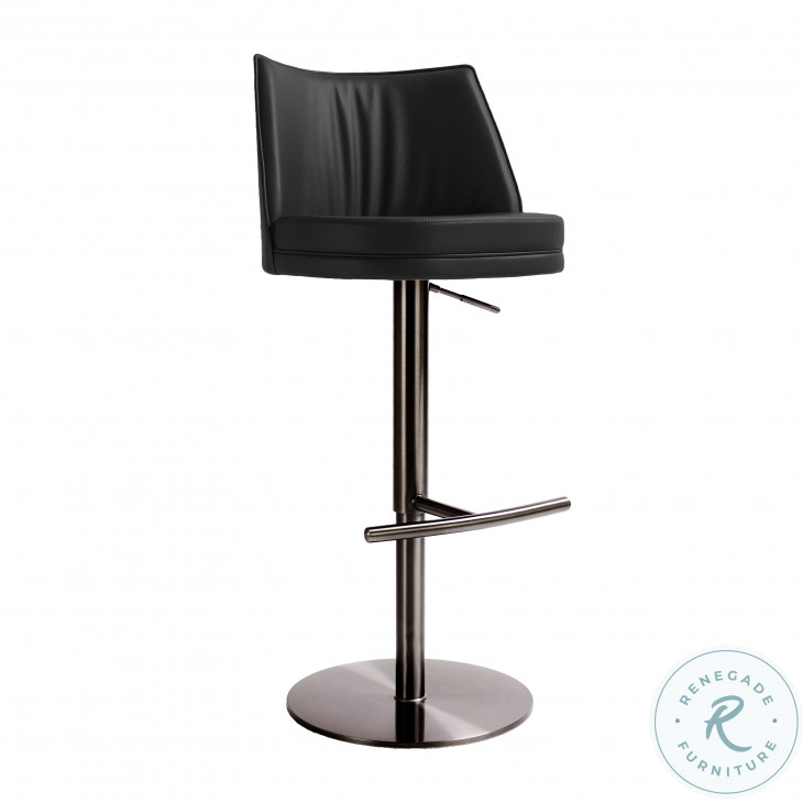 Gala Black Vegan Leather Adjustable Swivel Stool From TOV | Coleman ...