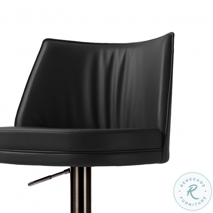 Gala Black Vegan Leather Adjustable Swivel Stool From TOV | Coleman ...