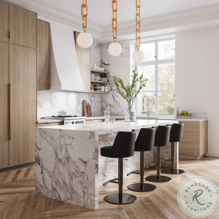 Gala Black Vegan Leather Adjustable Swivel Stool From TOV | Coleman ...