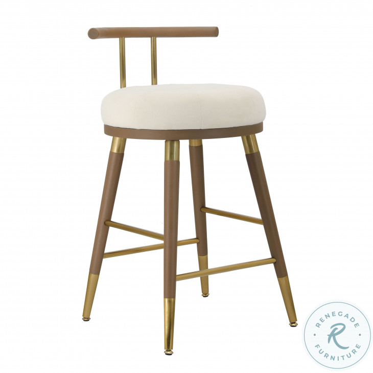 Juniper Cream Velvet Bar Stool From TOV | Coleman Furniture
