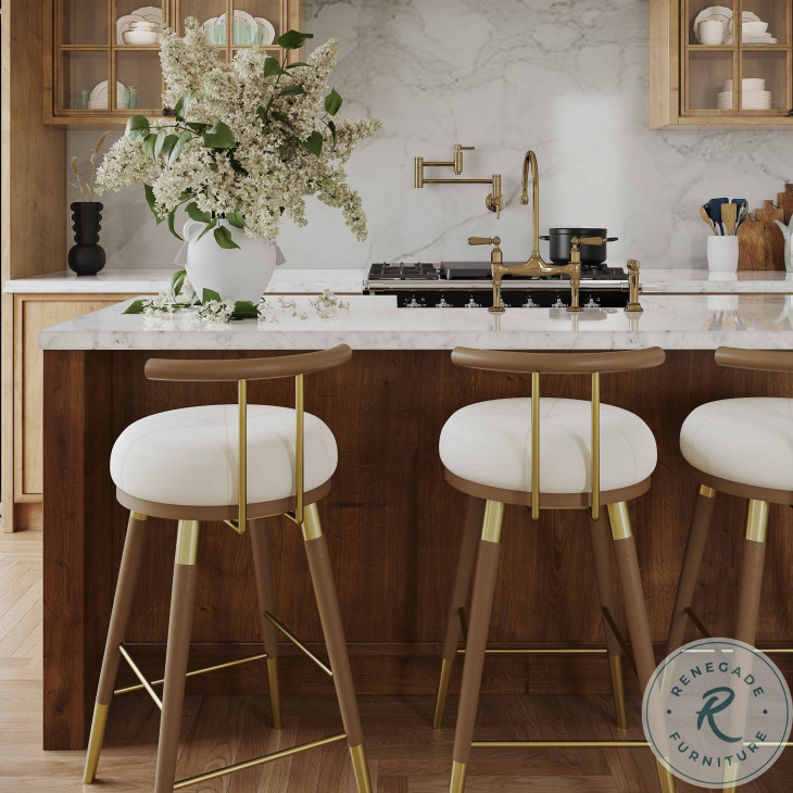 Juniper Cream Velvet Bar Stool From TOV | Coleman Furniture